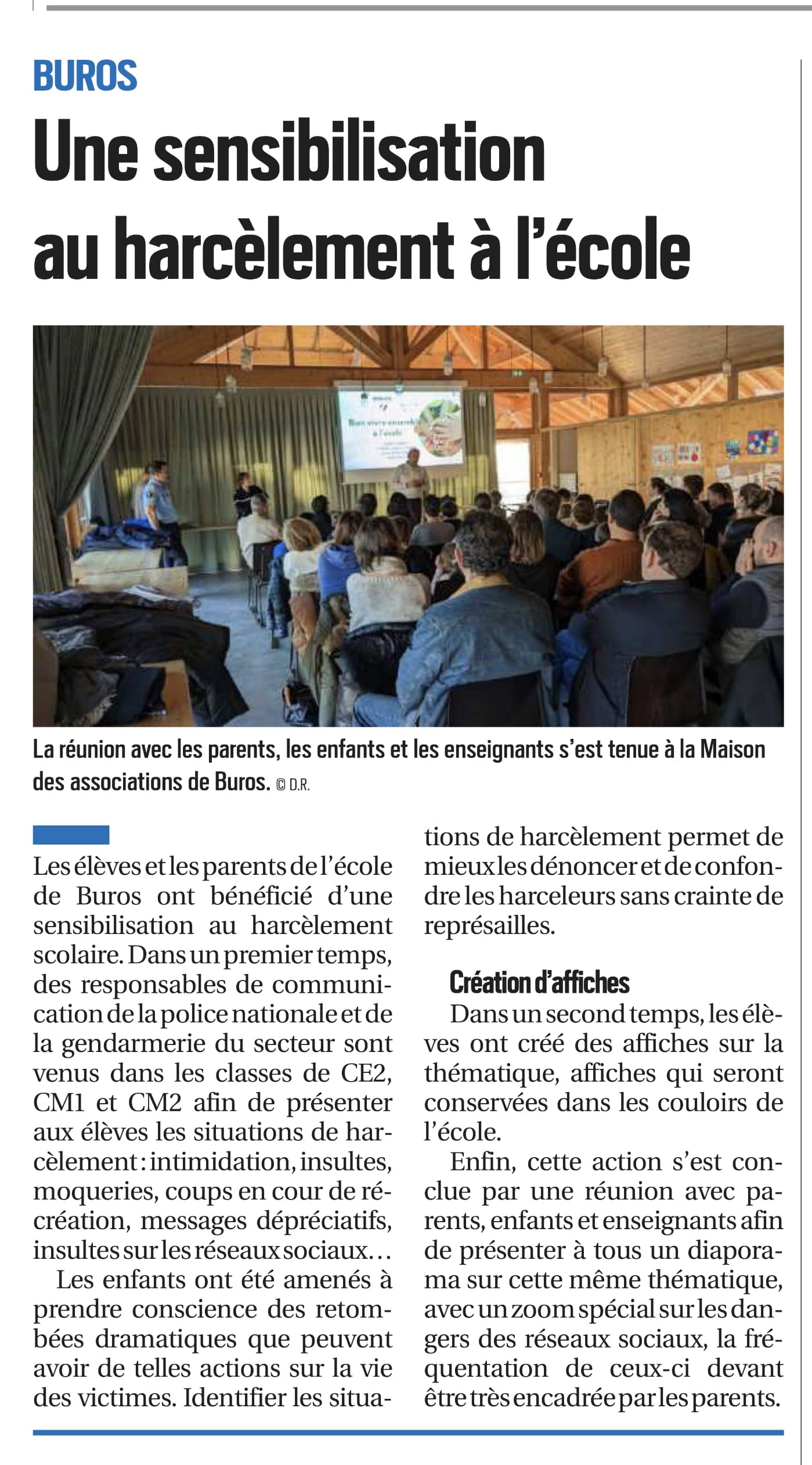 Sensibilation au harcèlement à l'école - Mairie de Buros